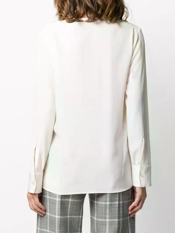 Stella McCartney Split-neck Long-sleeve Blouse