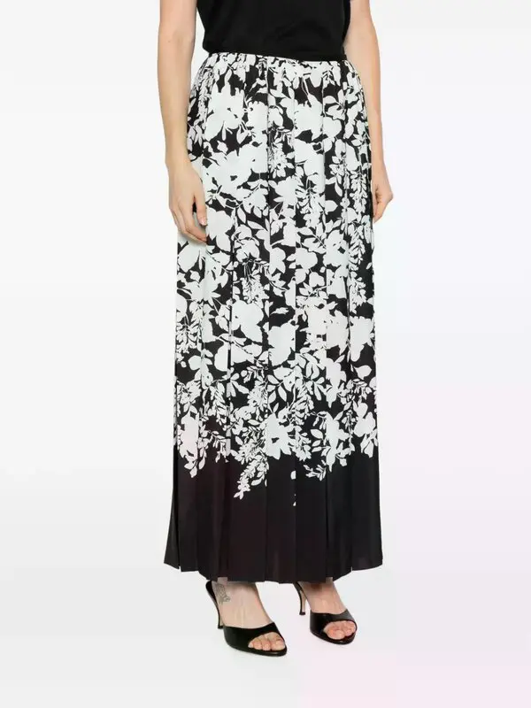 Agnona Floral Print Pleated Maxi Skirt