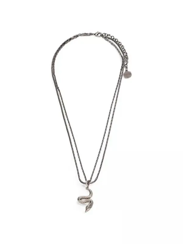 Roberto Cavalli Snake-pendant Necklace - Silver