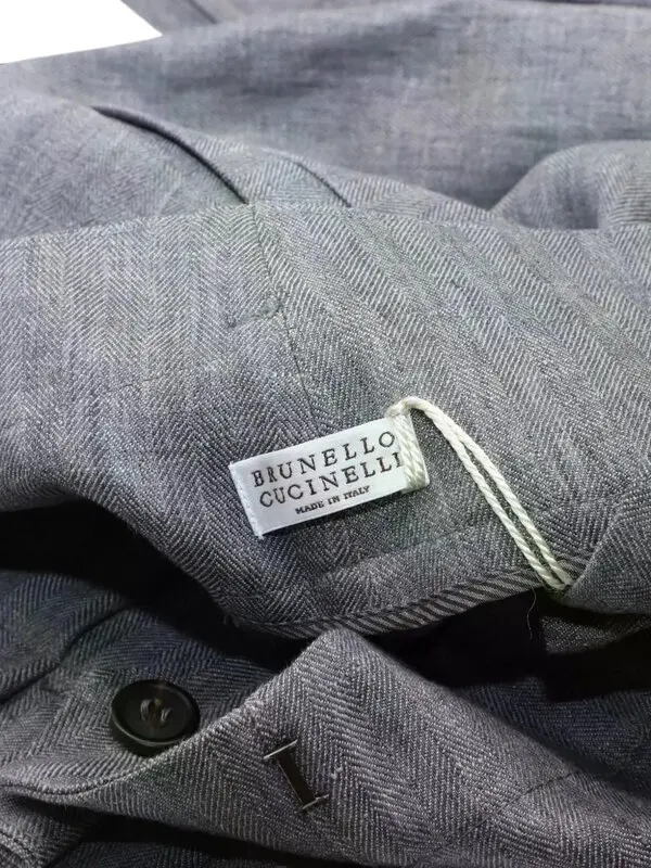 Brunello Cucinelli Pleated Herringbone Trousers