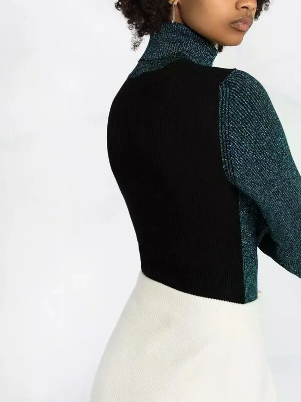 Off-White Keyhole-neck Multi-panel Design Jumper