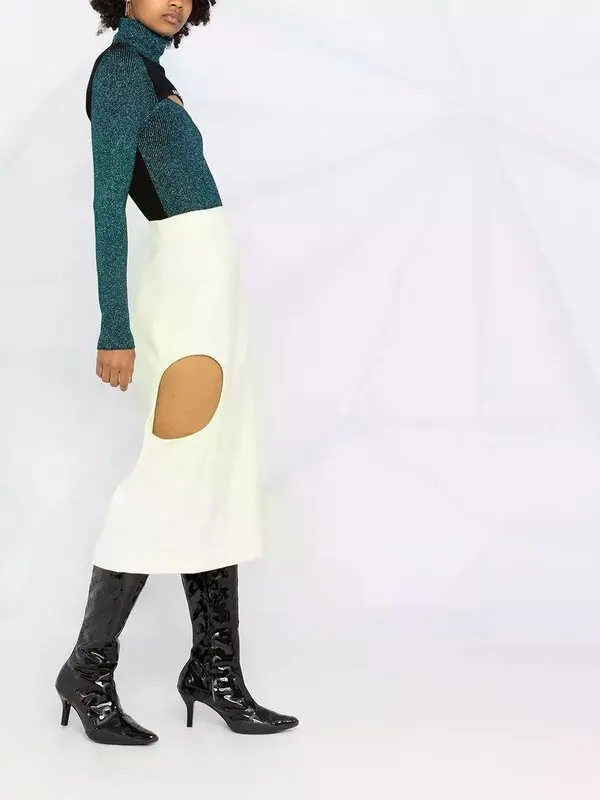 Off-White Keyhole-neck Multi-panel Design Jumper