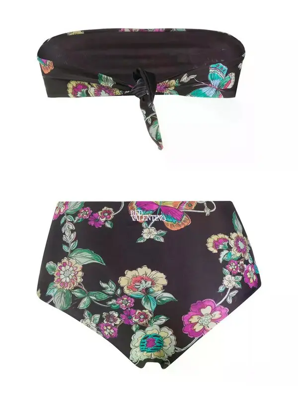 Red Valentino Floral Print High-waist Bikini