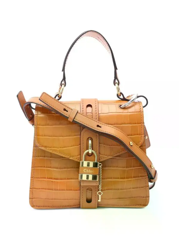 Chloé 2010s Aby Croc-embossed Handbag - Neutrals