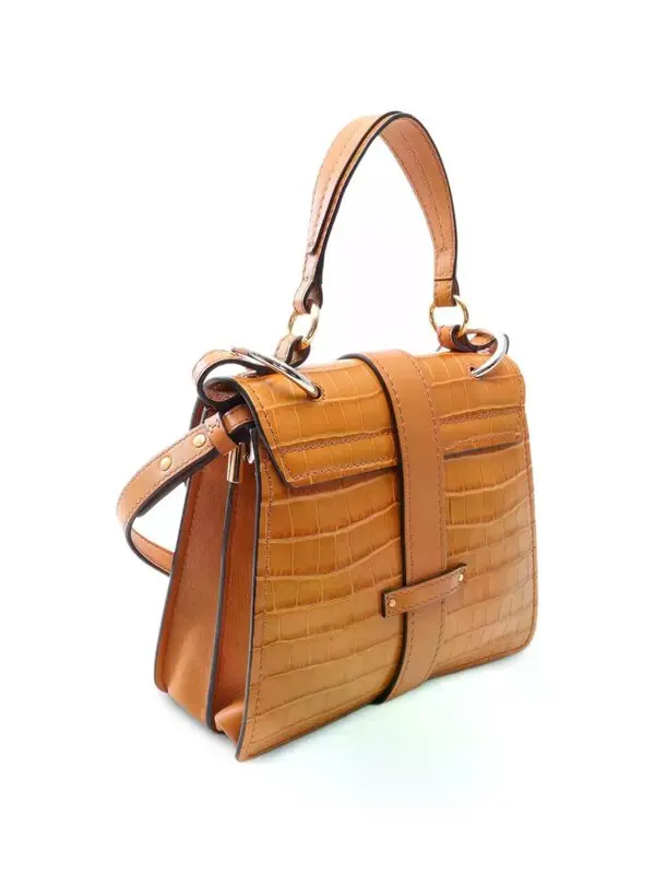 Chloé Aby Croc-embossed Handbag - Neutrals