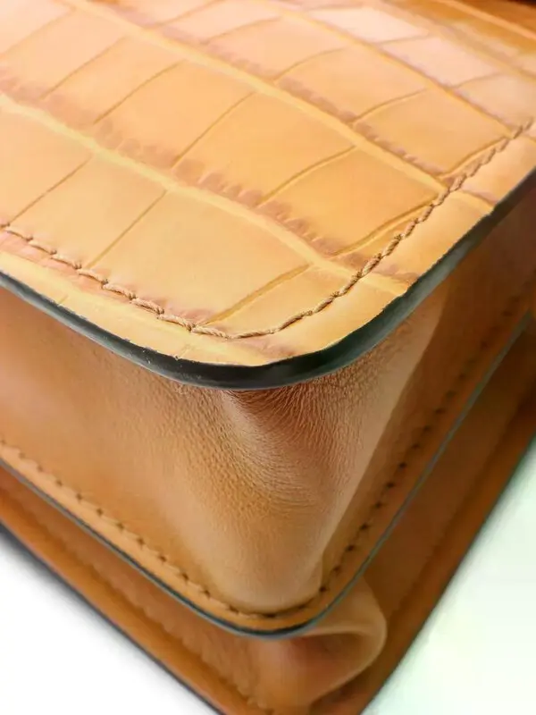 Chloé Aby Croc-embossed Handbag - Neutrals