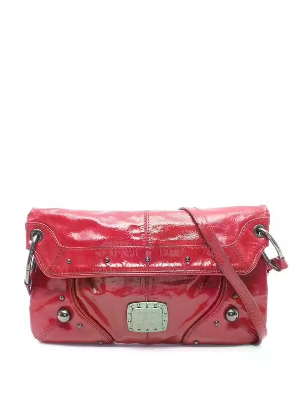Burberry 2000s Patent-finish Leather Shoulder Bag - Red