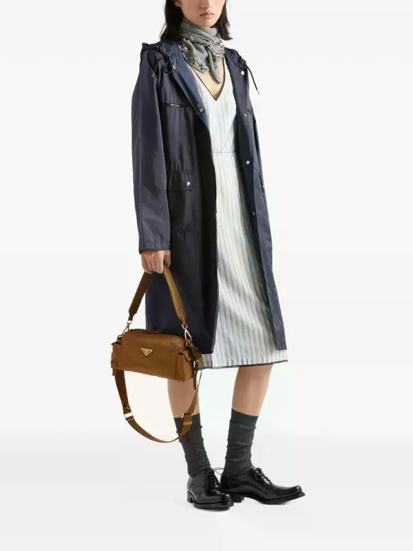 Prada Re-nylon And Leather Shoulder Bag - Brown