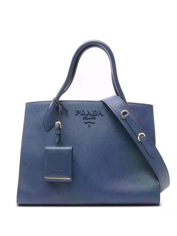 Prada 2010s Saffiano Cuir Monochrome Handbag - Blue