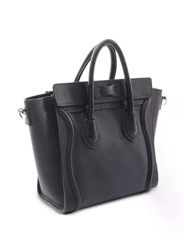 Celine 2000s Luggage Nano Two-way Leather Handbag - Black
