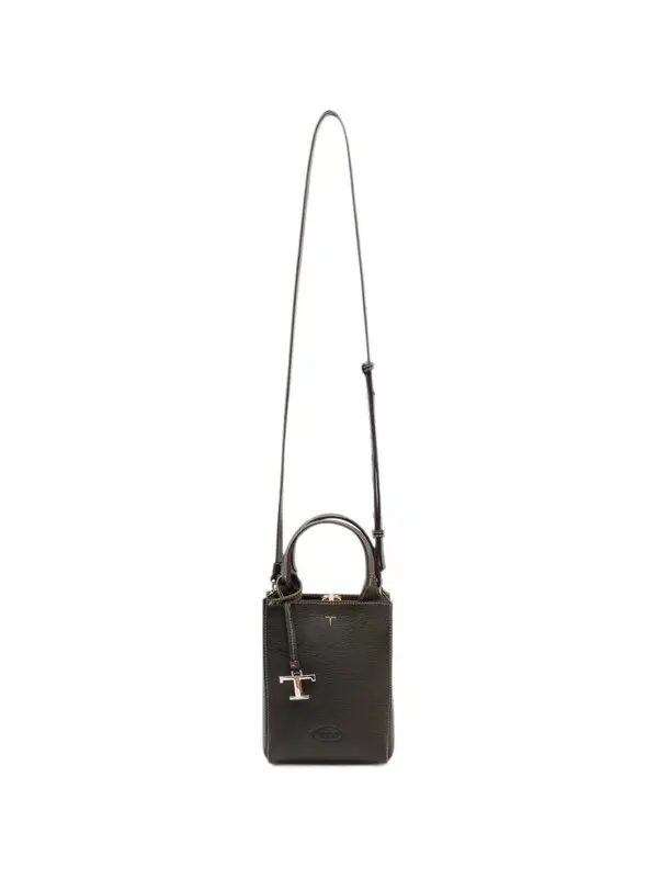 TOD'S Logo-pendant Grained-leather Tote Bag