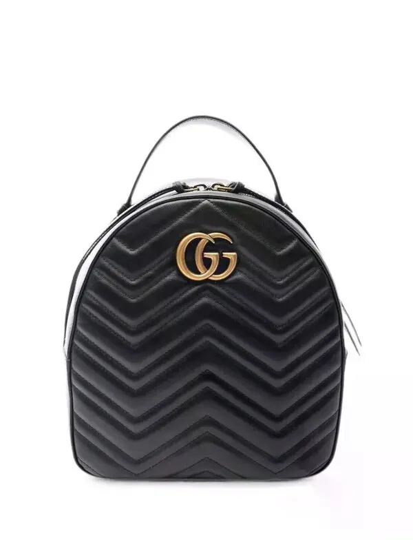 Gucci 2010s Gg Marmont Chevron-pattern Leather Backpack - Black