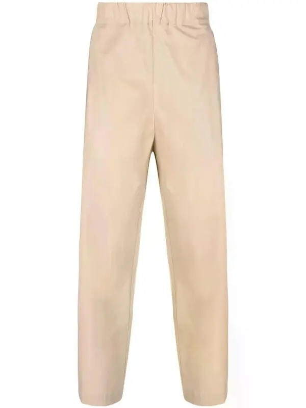 LANEUS Stretch-cotton Tapered Trousers - Neutrals