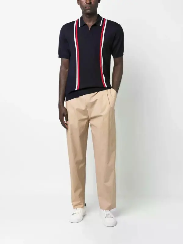 LANEUS Taupe Stretch-cotton Tapered Trousers