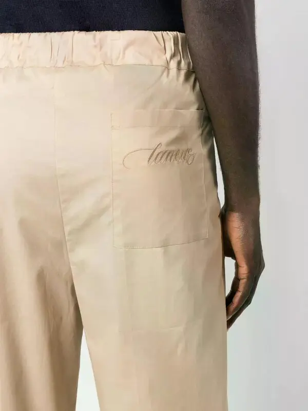 LANEUS Taupe Stretch-cotton Tapered Trousers