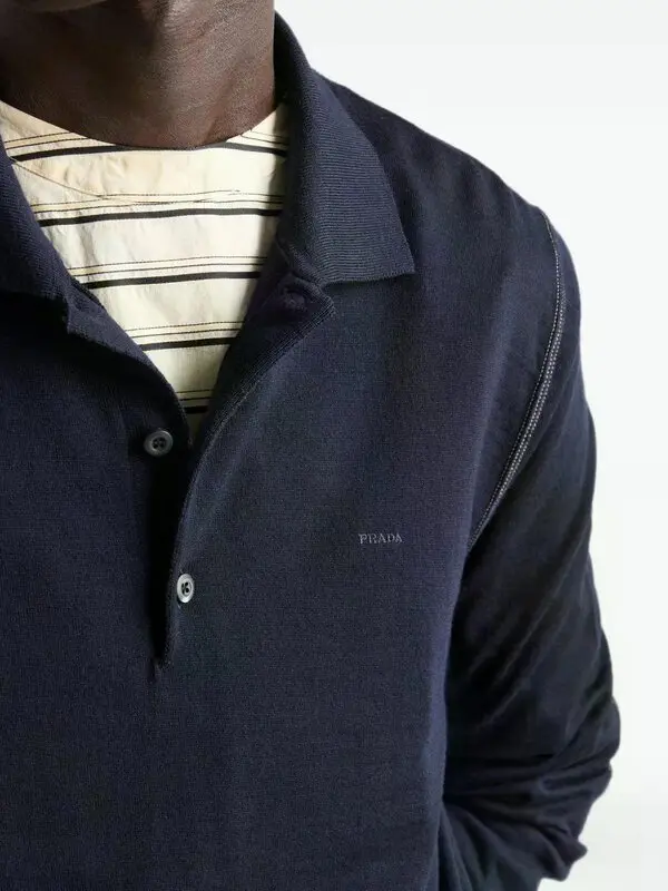 Prada Long-sleeved Wool Polo Sweater