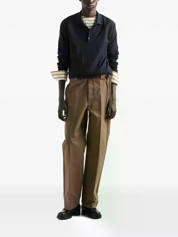 Prada Long-sleeved Wool Polo Sweater - Blue
