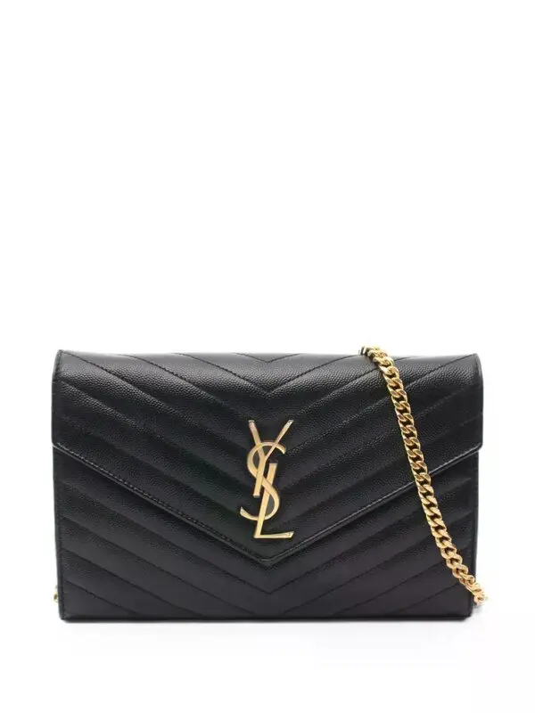 Saint Laurent 2010s Cassandra Chain Wallet - Black