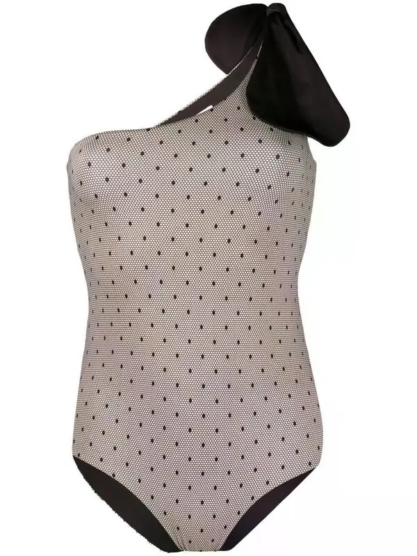Red Valentino Point D'esprit-print Swimsuit - Neutrals