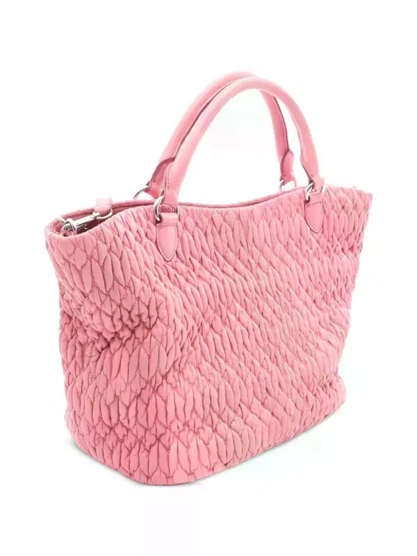 Miu Miu Nappa Crystal Matelassé Tote Bag - Pink
