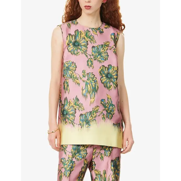 ALEMAIS Faye Floral Satin Tunic Top - Multi