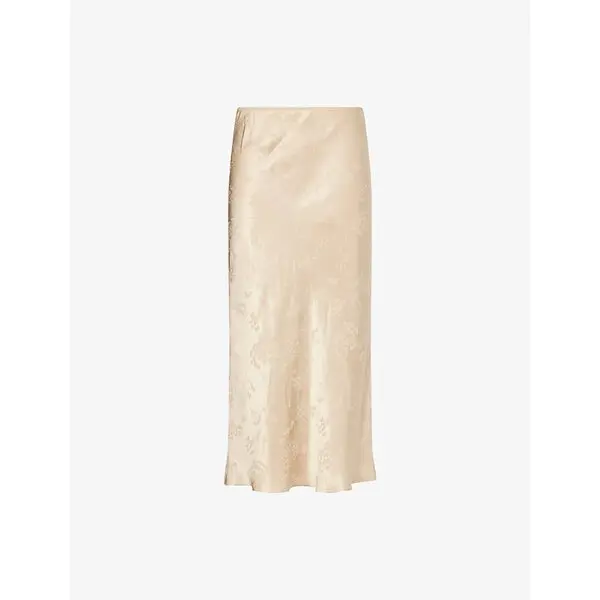 Anna October Champaca Jacquard Satin Midi Skirt - Buttermilk