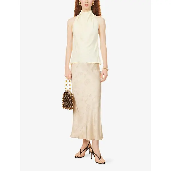 Anna October Champaca Jacquard Satin Midi Skirt