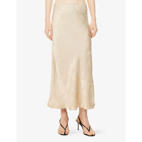 Anna October Champaca Jacquard Satin Midi Skirt