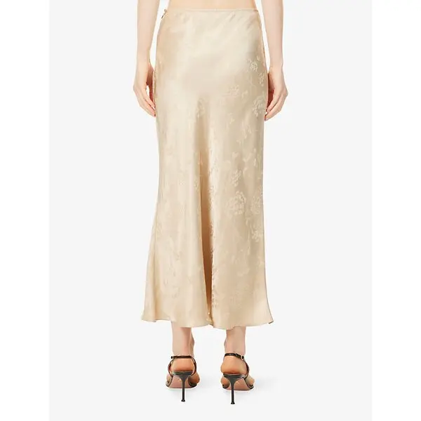 Anna October Champaca Jacquard Satin Midi Skirt