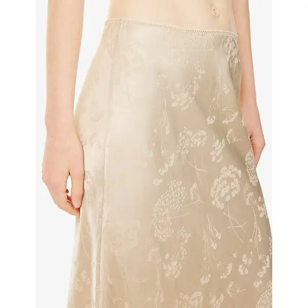 Anna October Champaca Jacquard Satin Midi Skirt