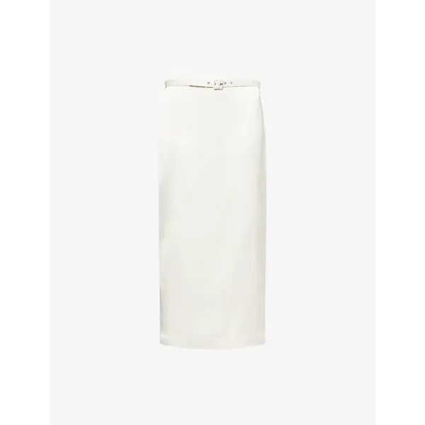 Anna October Aletta Pencil Satin Midi Skirt - Ivory