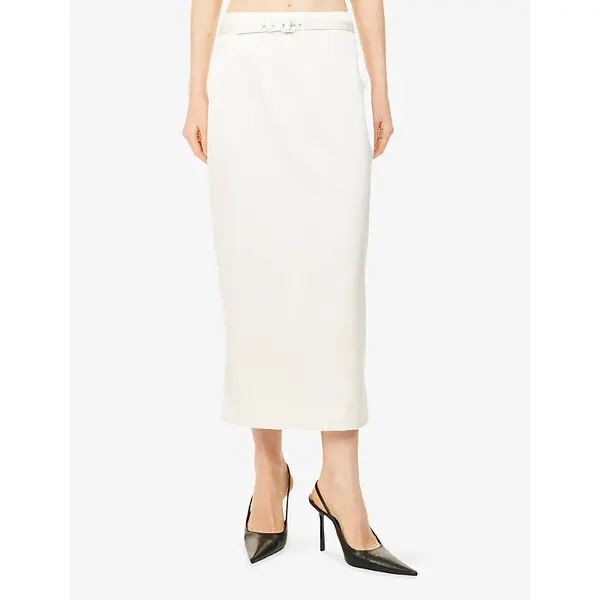 Anna October Aletta Pencil Satin Midi Skirt