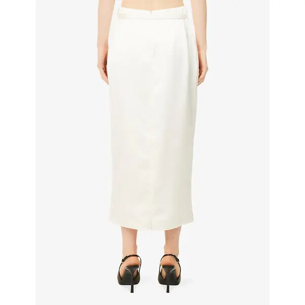 Anna October Aletta Pencil Satin Midi Skirt