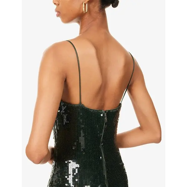 ROTATE BY BIRGER CHRISTENSEN Square-neck Sequin Maxi Slip Dress