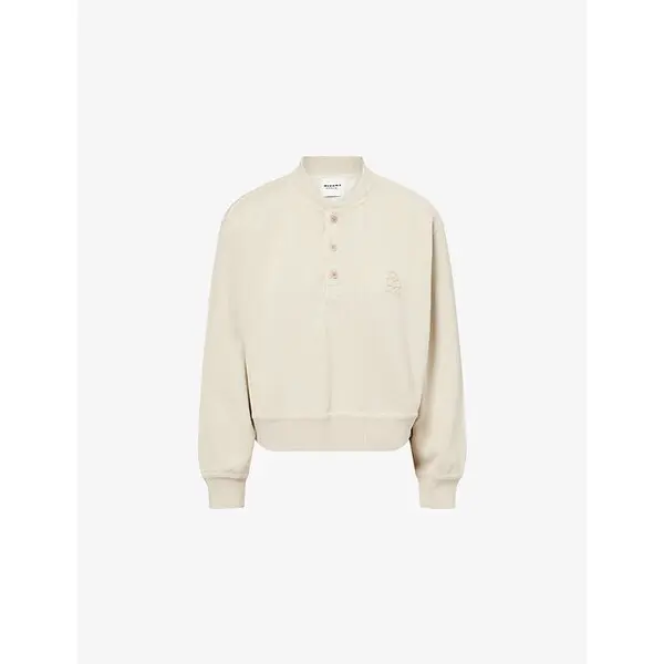 Isabel Marant Étoile Simony Embroidered-logo Cotton-blend Sweatshirt - Sand