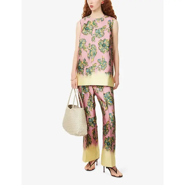 ALEMAIS Faye Wide-leg Floral Satin Trousers - Multi