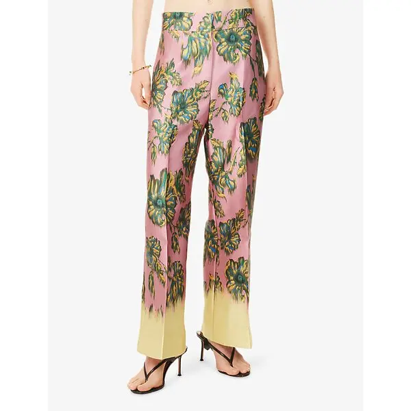 ALEMAIS Faye Wide-leg Floral Satin Trousers - Multi