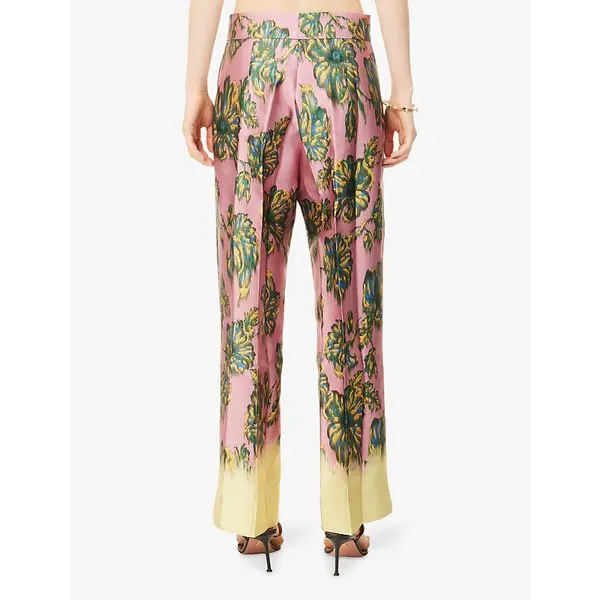 ALEMAIS Faye Wide-leg Floral Satin Trousers - Multi
