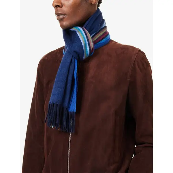 Paul Smith Striped Logo Cashmere Scarf
