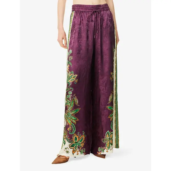 ALEMAIS Ruthie Printed Jacquard Silk-blend Trousers - Multi