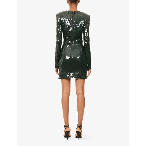 ROTATE BY BIRGER CHRISTENSEN Knot Long Sleeve Sequin Mini Dress