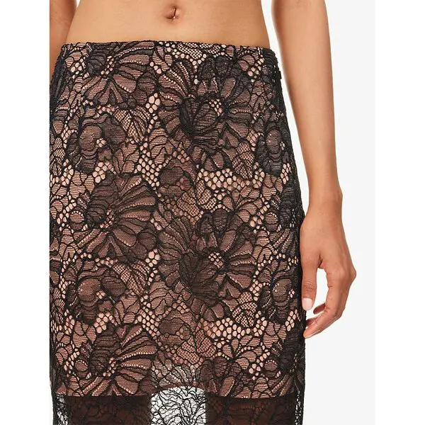 ROTATE BY BIRGER CHRISTENSEN Scalloped Lace Midi Pencil Skirt