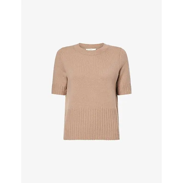 Vince High Rib Wool And Cashmere Blend Jumper - Toffee