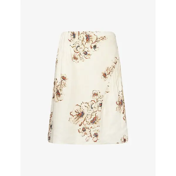 SIR. Freja Floral-pattern Linen Midi Skirt - Rosetta