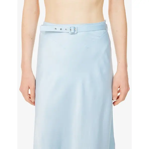 Anna October Kama Belted Satin Midi Skirt