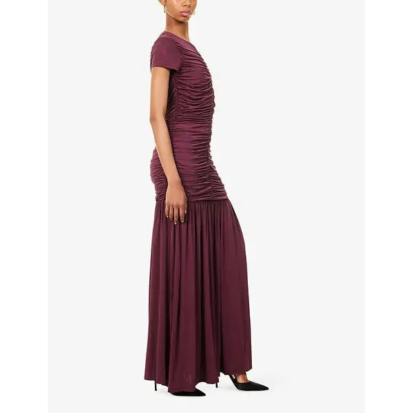 ROTATE BY BIRGER CHRISTENSEN Cap Sleeve Gathered Maxi Dress