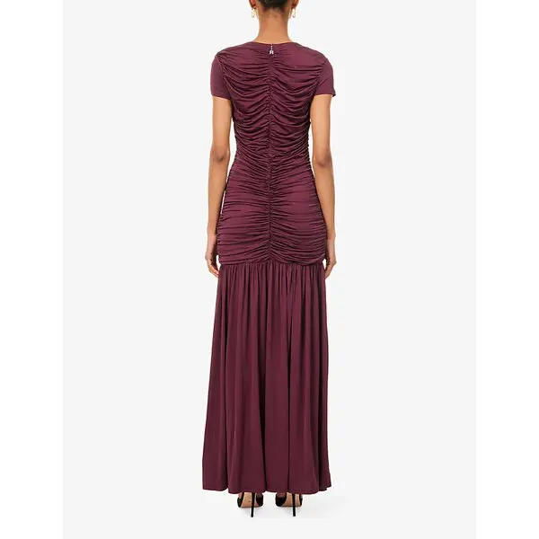 ROTATE BY BIRGER CHRISTENSEN Cap Sleeve Gathered Maxi Dress