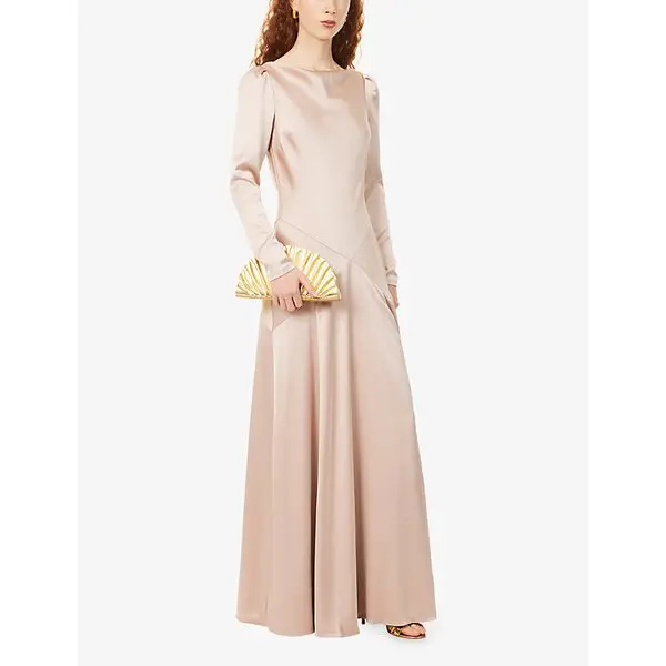 NEEDLE & THREAD Evangeline Cowl-neck Satin Gown
