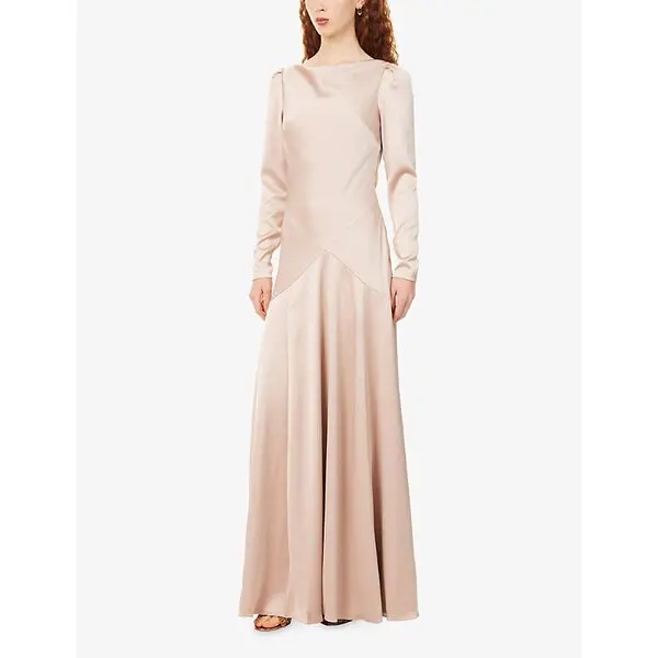 NEEDLE & THREAD Evangeline Cowl-neck Satin Gown