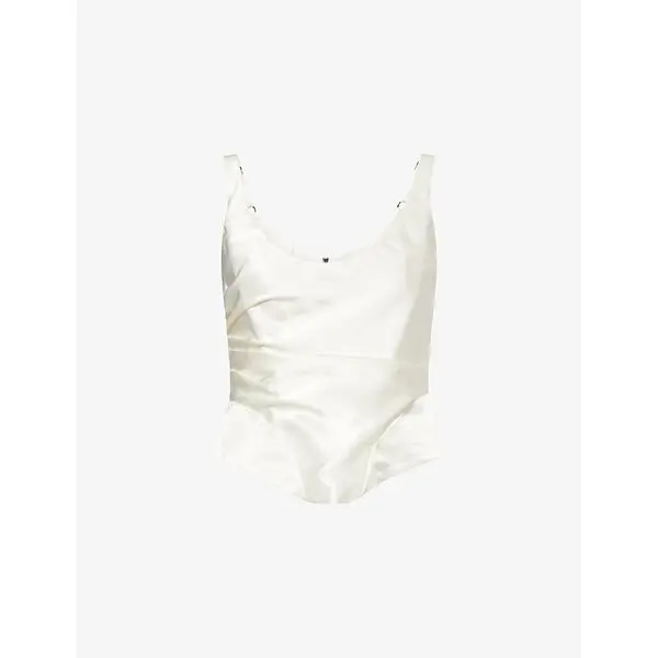Anna October Florance Pleated Satin Corset - Ivory